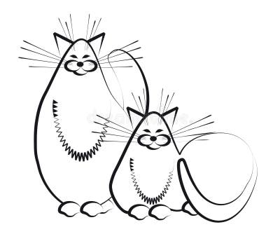 Line Drawing Two Cats Stock Illustrations – 334 Line Drawing Two Cats ...