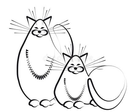 Line Drawing Two Cats Stock Illustrations – 334 Line Drawing Two Cats ...