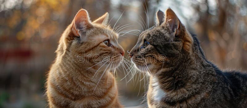 Two Cats Standing Together stock photo. Image of cats - 312053850