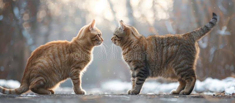 Two Cats Standing Together stock image. Image of companions - 312053849