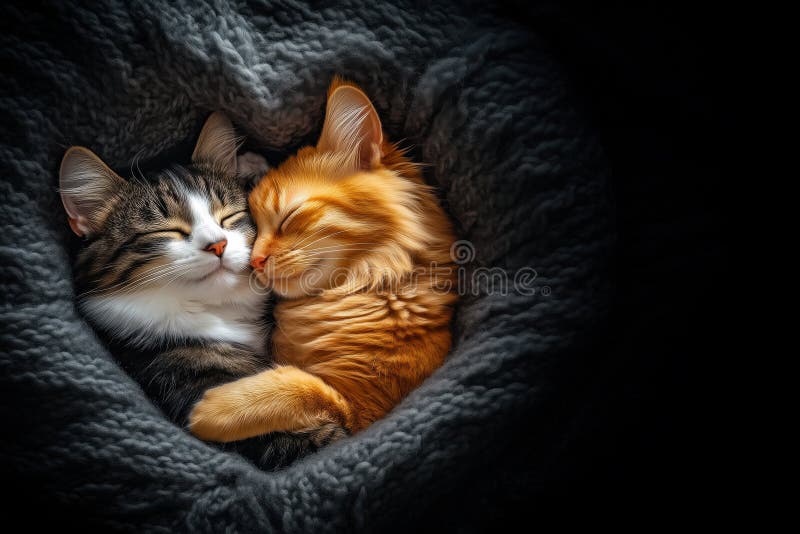 Two Cats Together in the Shape of Heart Stock Illustration ...