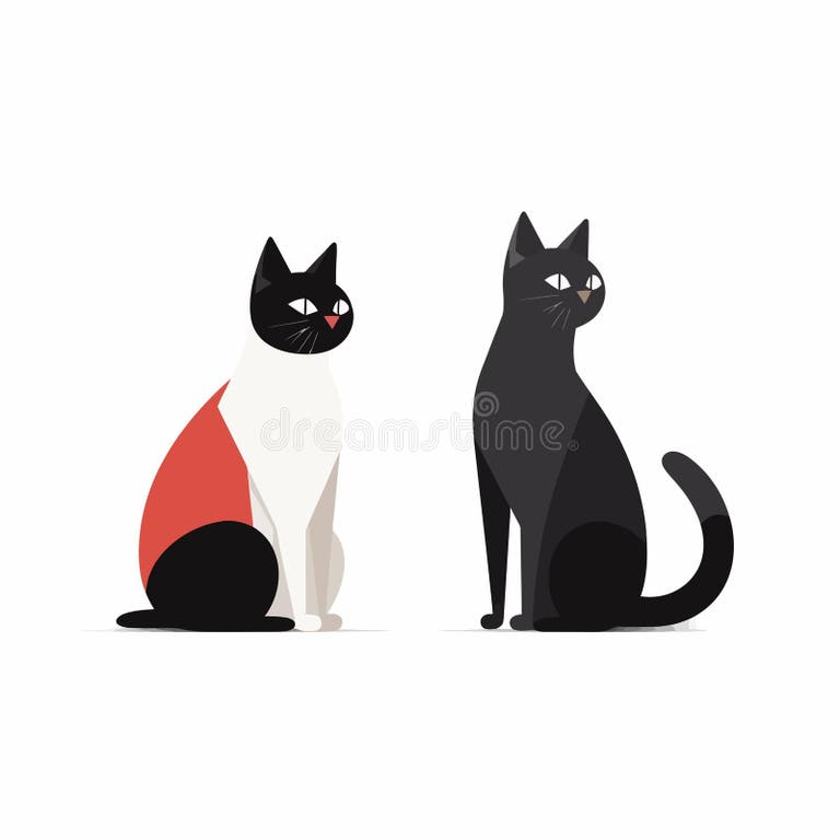 Two Cats Vector Flat Minimalistic Isolated Illustration Stock Vector ...