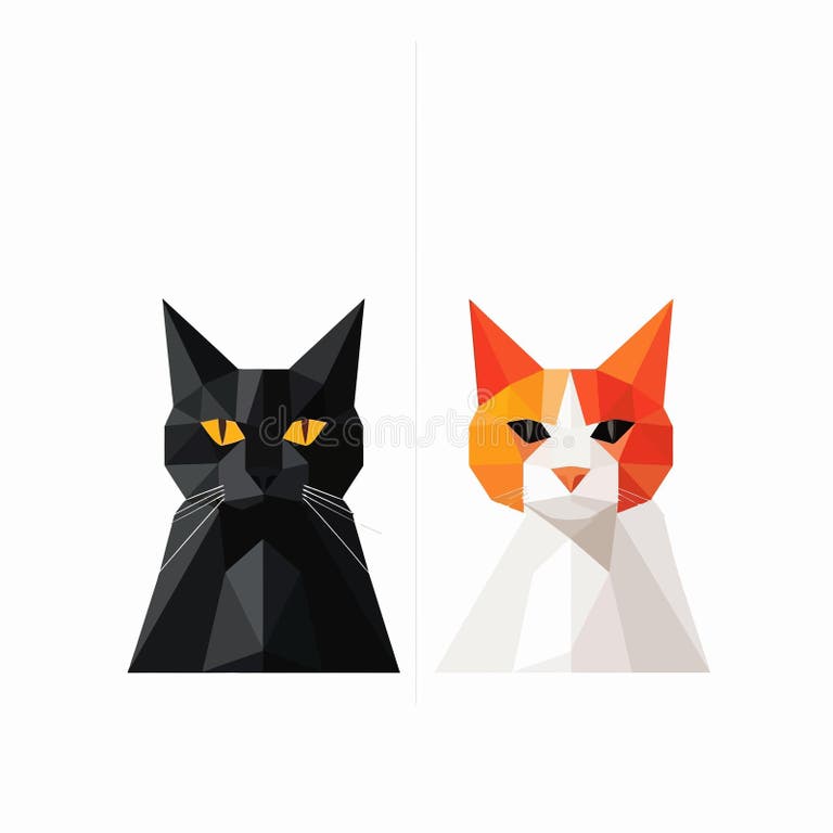 Two Cats Vector Flat Minimalistic Isolated Illustration Stock Vector ...