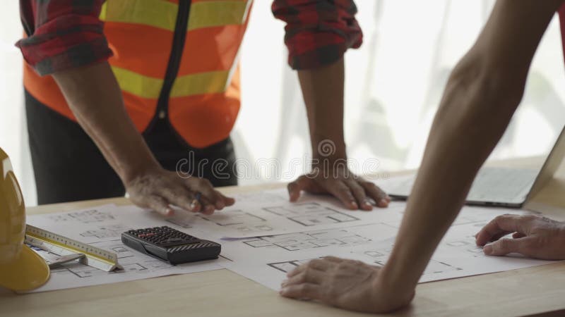 Two Caucasian Architects Working on a Project at the Designer S Office ...