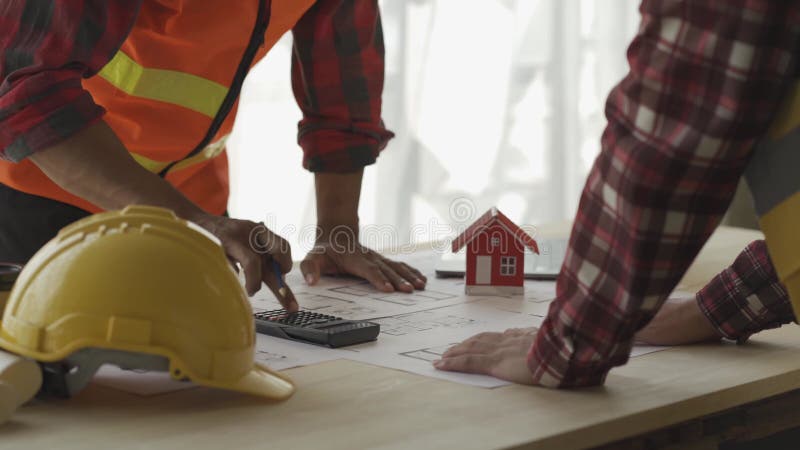 Two Caucasian Architects Working on a Project at the Designer S Office ...
