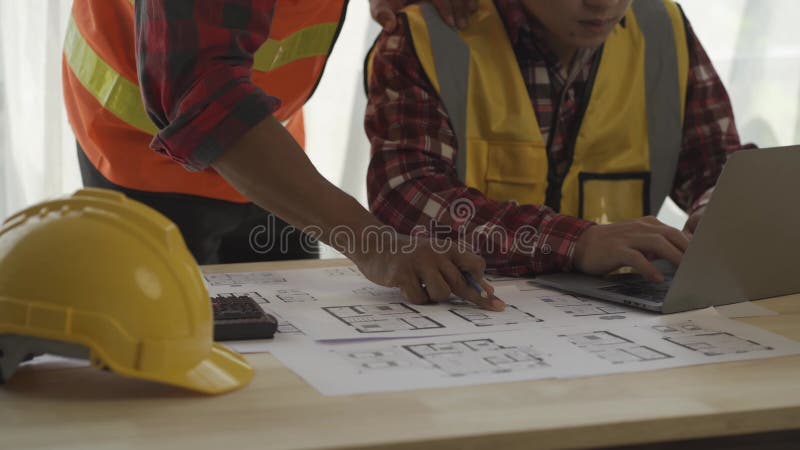 Two Caucasian Architects Working on a Project at the Designer S Office ...