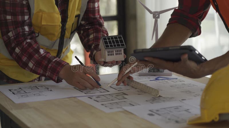 Two Caucasian Architects Working on a Project at the Designer S Office ...