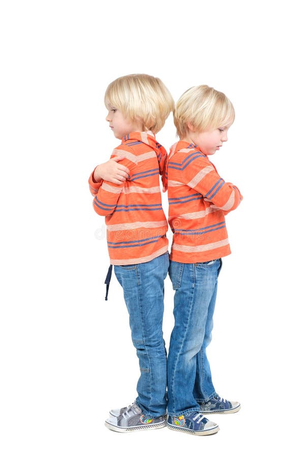 Two Caucasian Boys Brothers Posing in Studio Stock Image - Image of ...