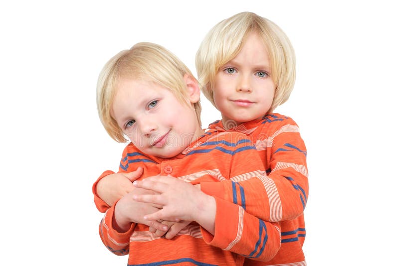 Two Caucasian Boys Brothers Posing in Studio Stock Photo - Image of ...