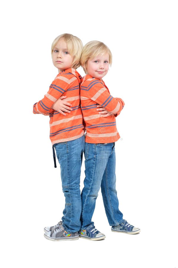 Two Caucasian Boys Brothers Posing in Studio Stock Photo - Image of ...