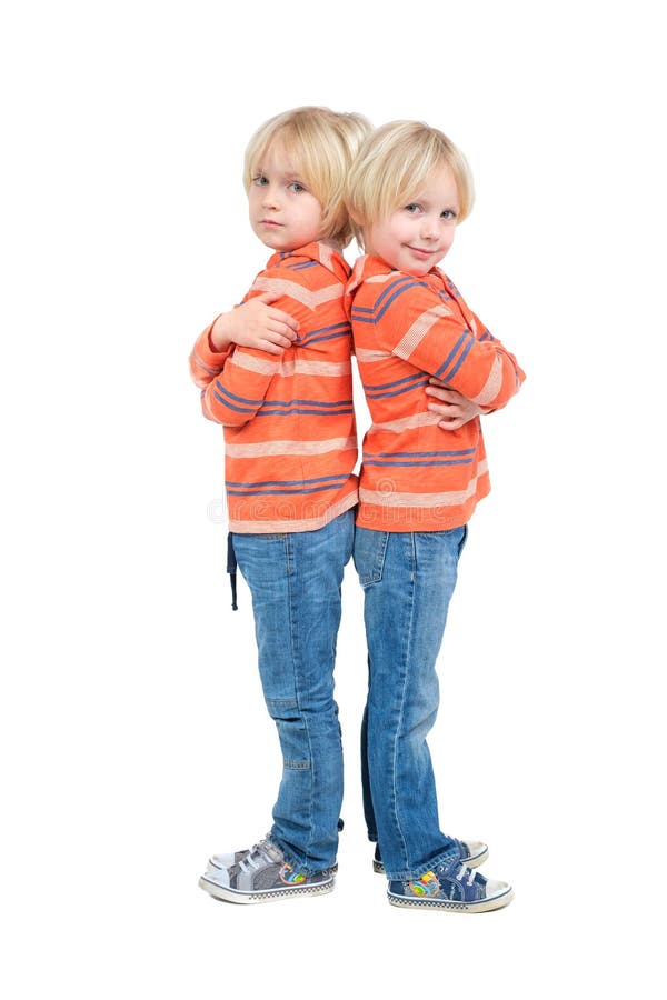 Two Caucasian Boys Brothers Posing in Studio Stock Image - Image of ...