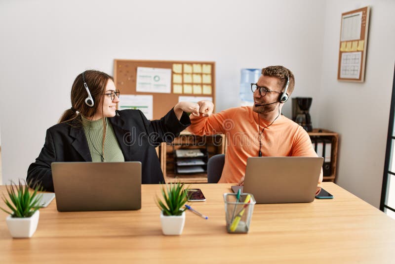 Two Caucasian Business Executives Working at the Office Stock Image ...