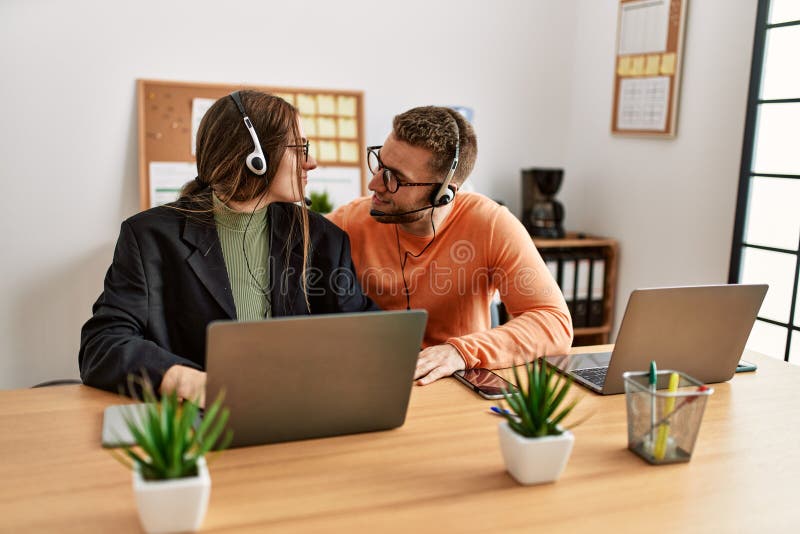 Two Caucasian Business Executives Working at the Office Stock Photo ...