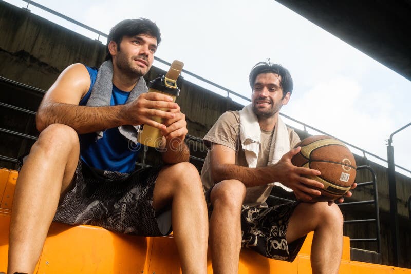 Two Causian Basketball Player Resting and Ralax Stock Photo - Image of ...