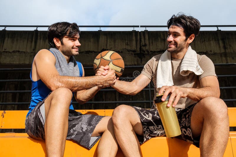 Two Causian Basketball Player Resting and Ralax Stock Image - Image of ...