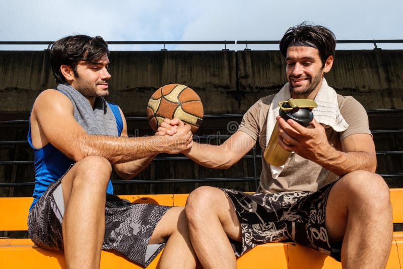 Two Causian Basketball Player Resting and Ralax Stock Photo - Image of ...