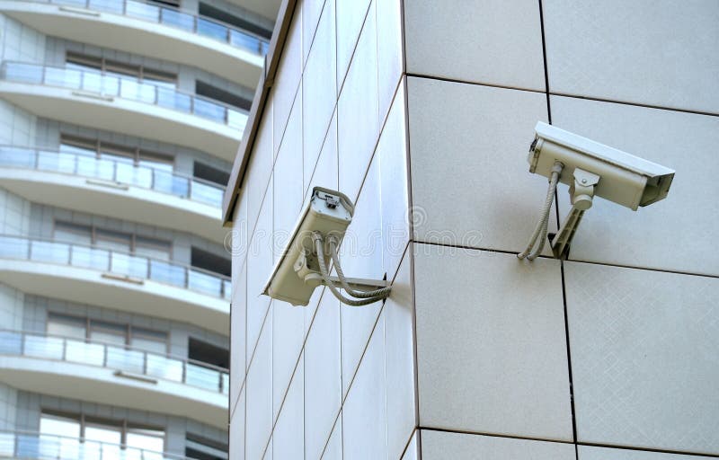 Three security cameras stock image. Image of recording - 9526225