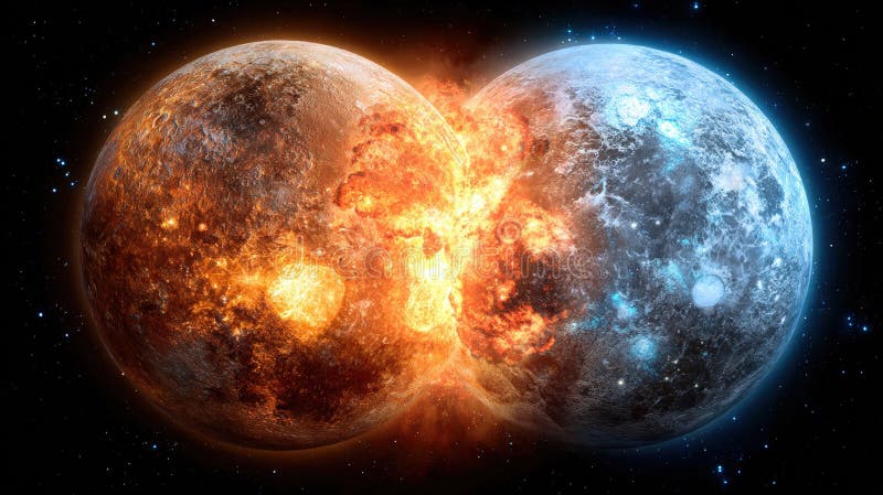 Two Celestial Bodies Collide in Space, Creating a Spectacular Explosion ...
