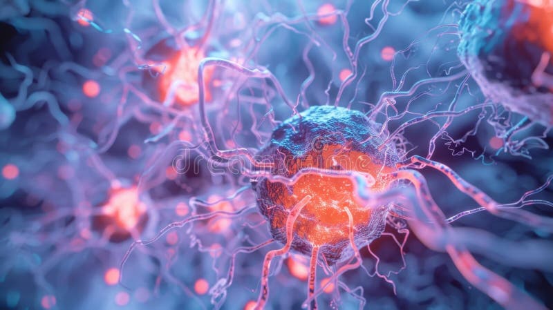 Two Cells Joined Together through a Complex Web of Interconnected ...