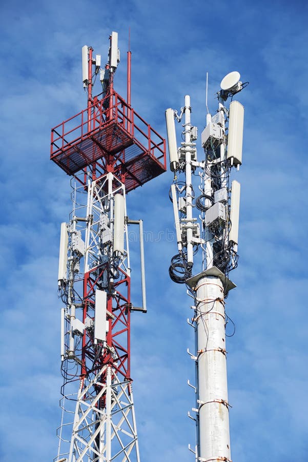 Telecom Cellular Base Station Tower on the Building Stock Photo - Image ...