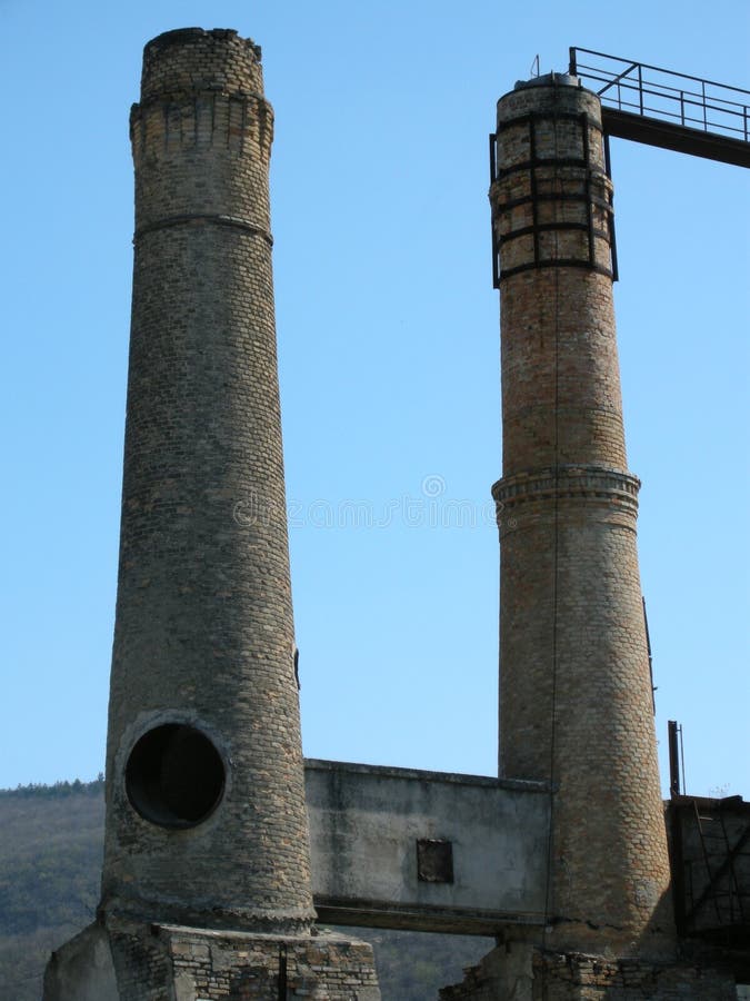 Two big factory towers stock image. Image of towers, fuels - 80851157