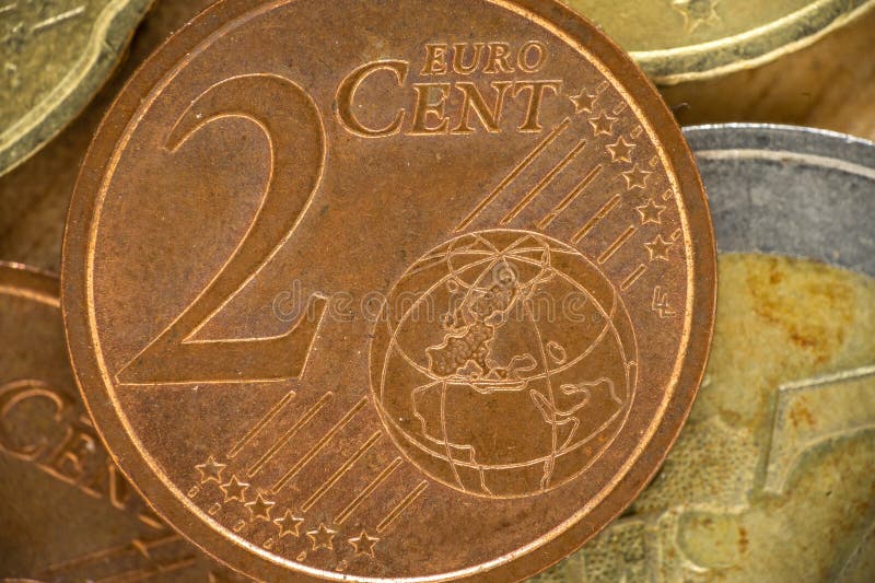 Two Cent Coin (euro). Reverse Side, Macro Stock Image - Image of ...