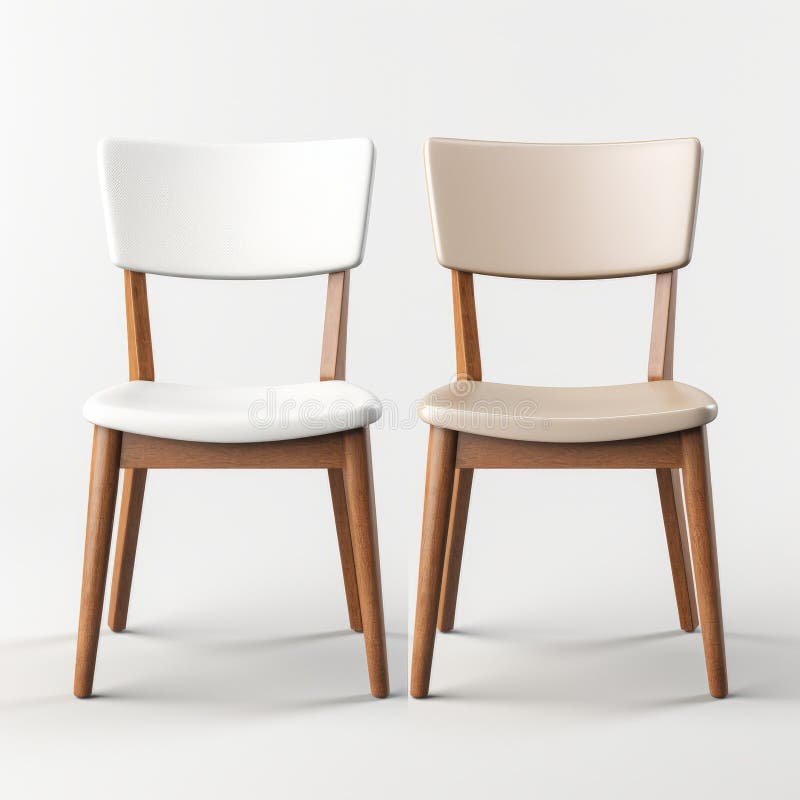 Modern Chairs Set - Ivory White and Beige - Realistic Rendering Stock ...