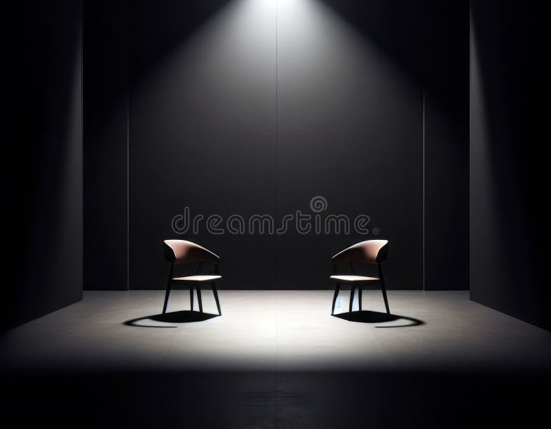 Two chairs in a dark room stock illustration. Illustration of match ...