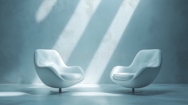 Two Chairs Facing Each Other in an Empty White Room, Representing ...