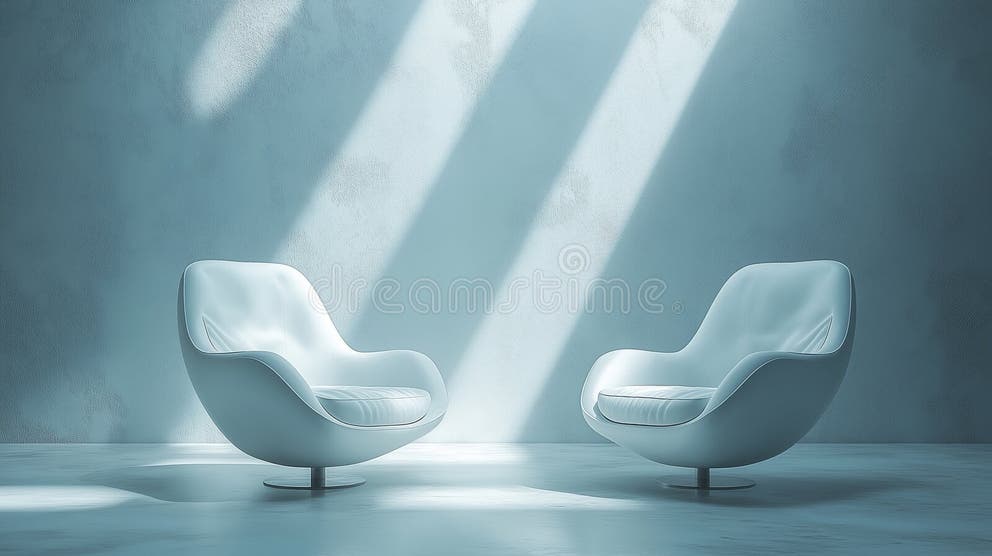 Two Chairs Facing Each Other in an Empty White Room, Representing ...