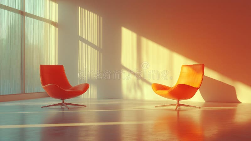 Two Chairs Facing Each Other in an Empty White Room, Representing ...