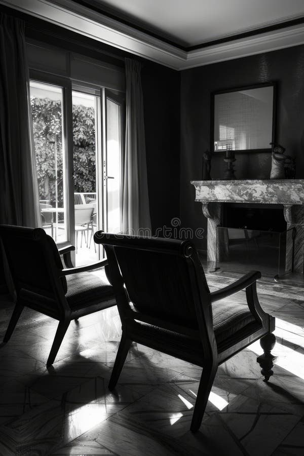Two Chairs Facing Each Other Room Fireplace Stock Photos - Free ...