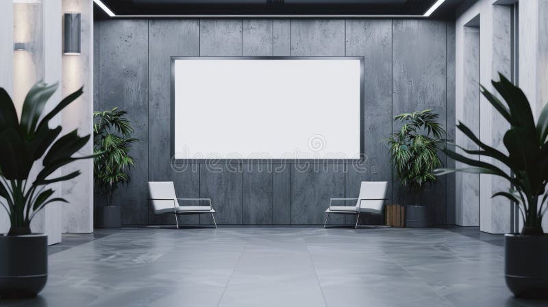 Two Chairs Facing a Large Screen in an Office Setting Stock Image ...
