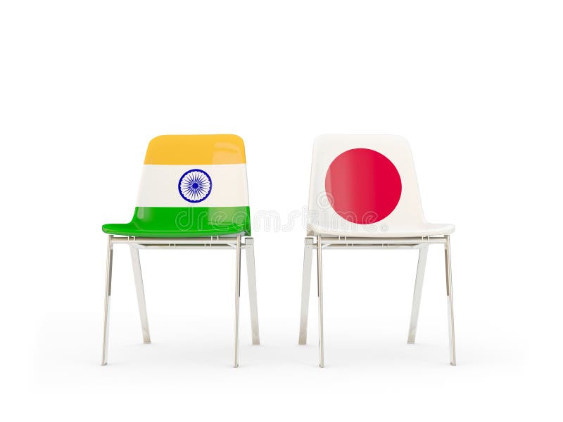 Two Chairs with Flags of India and Japan Stock Illustration ...