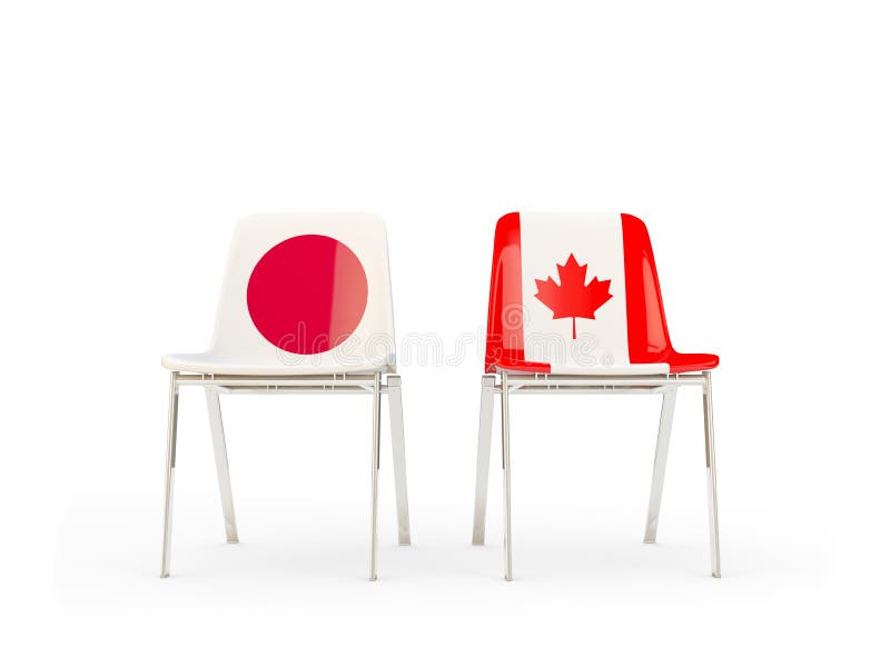 Two Chairs with Flags of Japan and Canada Isolated on White Stock ...