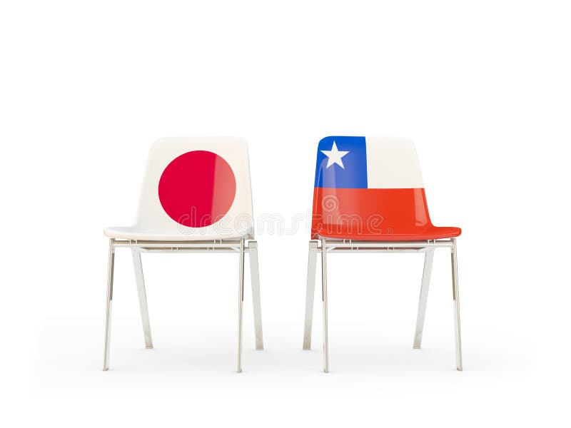 Two Chairs with Flags of Japan and Chile Isolated on White Stock ...