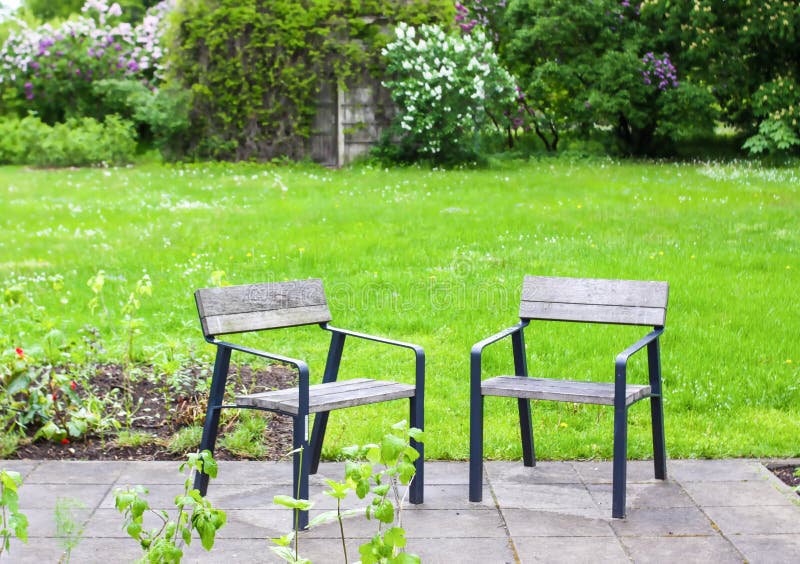 Two Chairs in Rest Zone in the Park Stock Photo - Image of beautiful ...