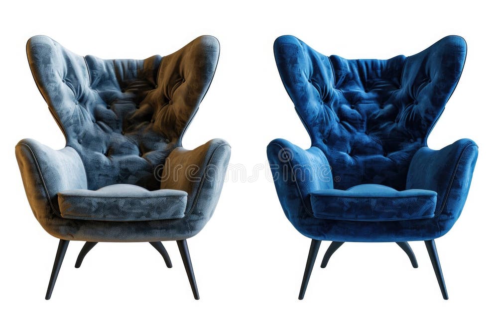 Two Chairs Sit Side by Side with Different Color Upholstery Stock Image ...