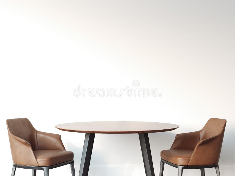 Two Chairs and Table in Bright Modern Interior. 3d Rendering Stock ...