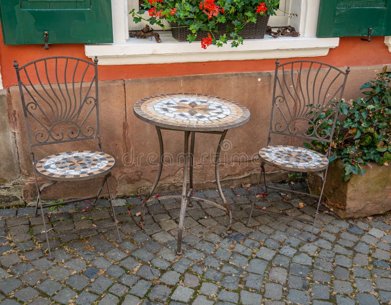 Two Chairs and a Table in Front of the House Stock Photo - Image of ...