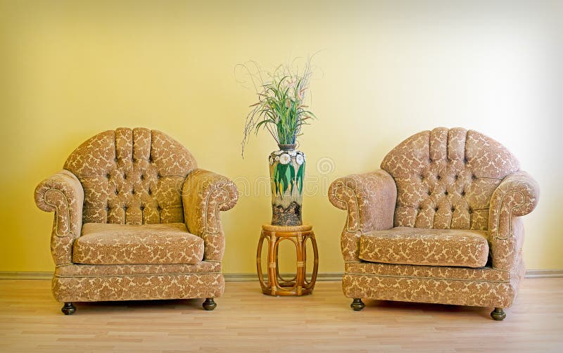 Two chairs and vase stock image. Image of chairs, wood - 31079017