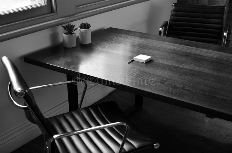 Two Chairs and a Wooden Office Table Stock Image - Image of seat, room ...