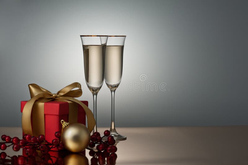 Two Champagne Glasses on a Golden Surface Stock Image - Image of bubble ...