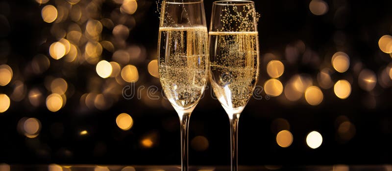 Two Champagne Glasses on the Table, Ready for a Toast Stock Image ...
