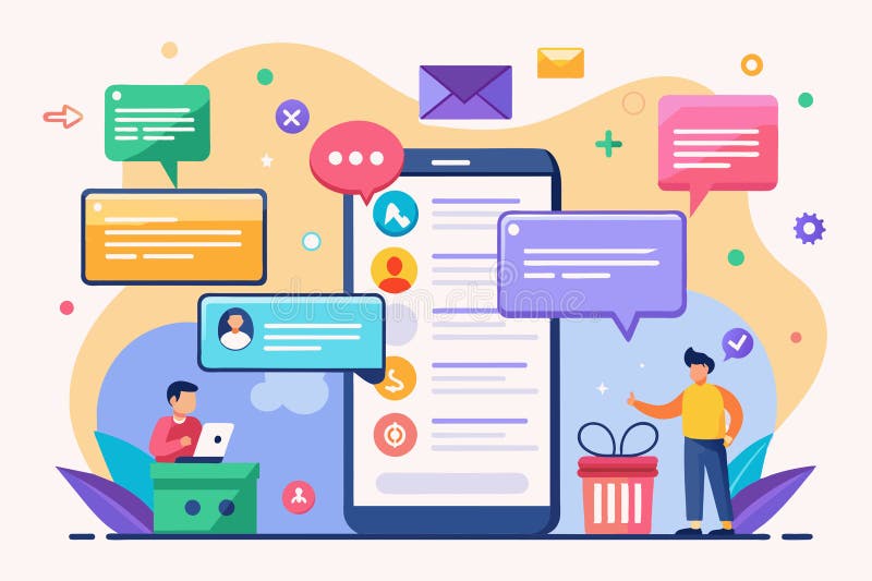 Two Characters Customize a Messaging App Interface, Showcasing Vibrant ...