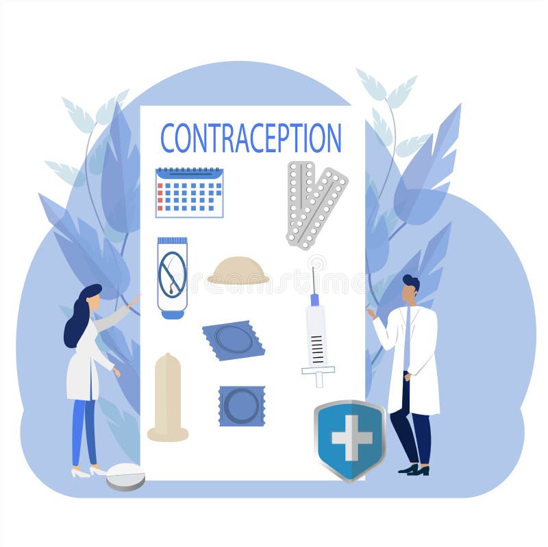 Two Characters Doctors Methods of Birth Control Stock Vector ...
