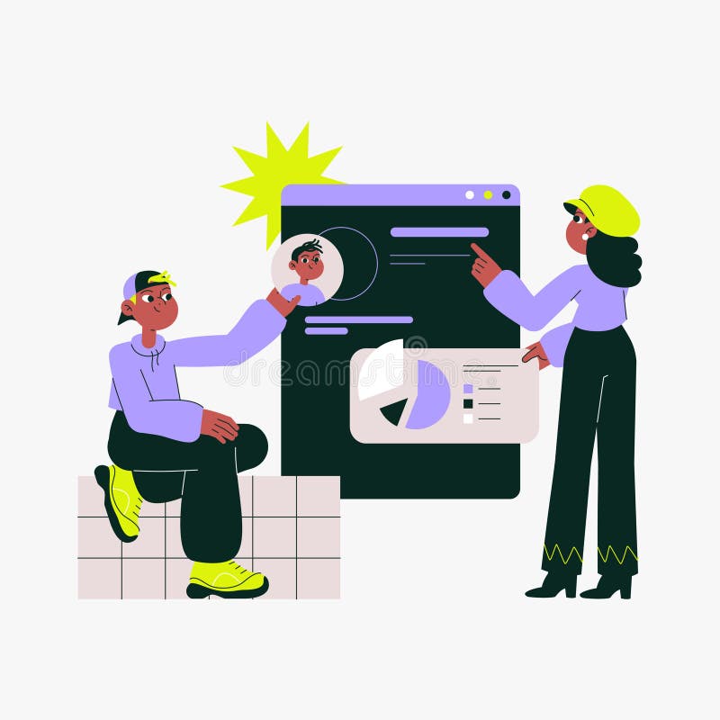 Data Sharing and Analyzing with Two Characters Discussing Digital ...