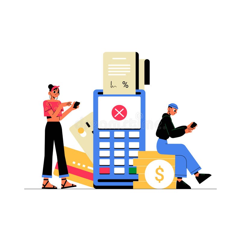 Two Characters Experiencing Payment Failure Notification on Large ...