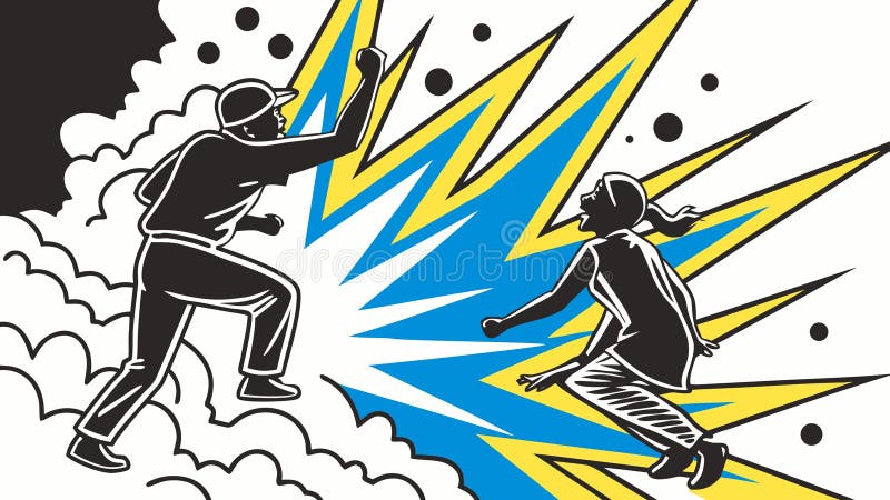 Two Characters Fighting with a Dramatic Comic Book Style Impact Flash ...