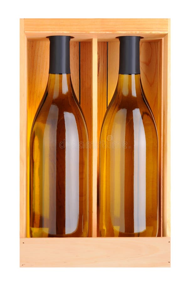 Two Chardonnay Bottles in Wood Box Stock Image - Image of drink, glass ...